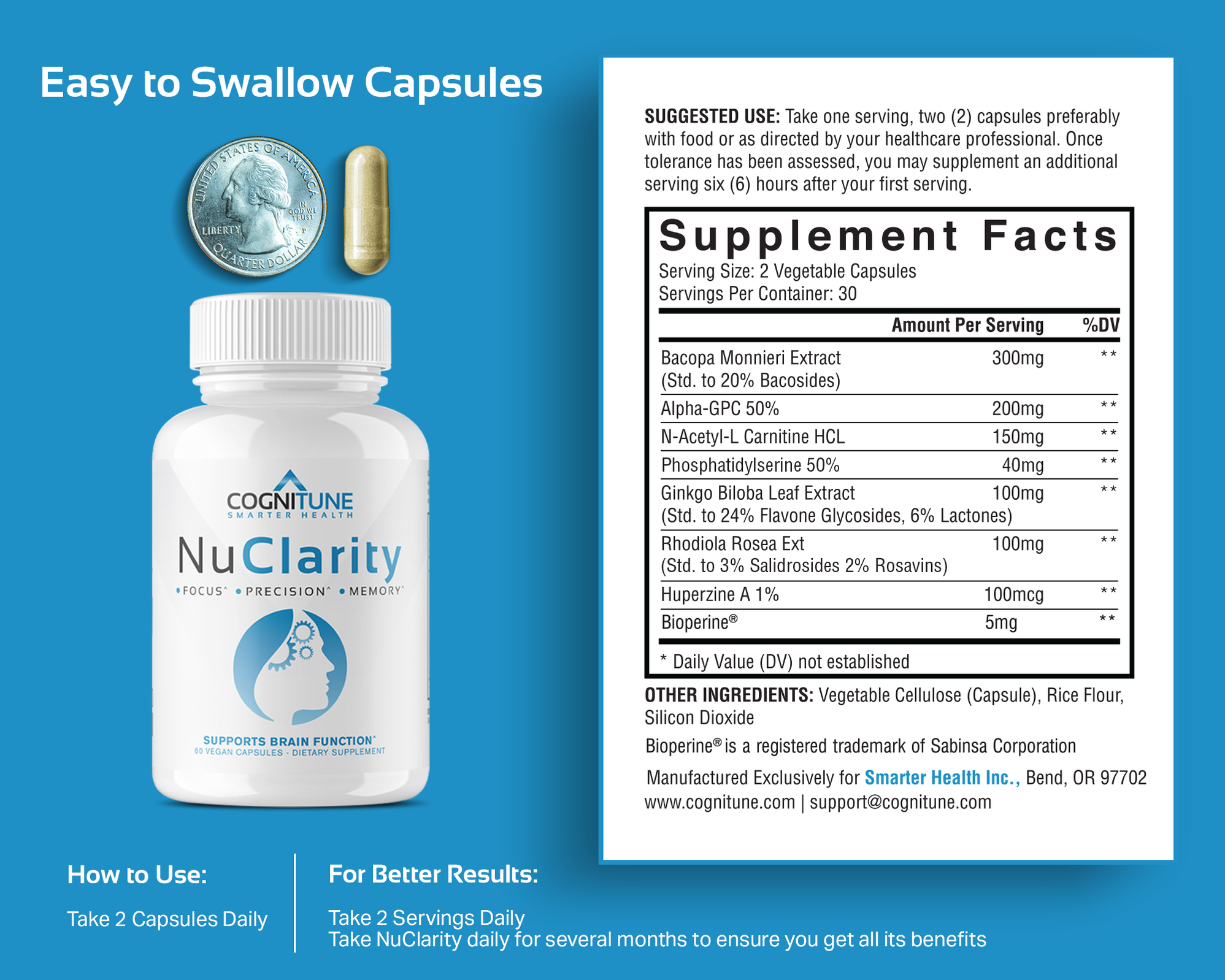 Buy Nootropic Supplement For Brain - 60 Capsules– CogniTune